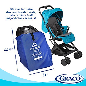 Graco Car Seat + Umbrella Stroller Extra Large Travel Bag, Tear & Water Resistant, Heavy Duty Travel Bag, Universal Size Gate Check Bag for Convertible Car Seats, Infant Carriers & Booster Seats, Blue