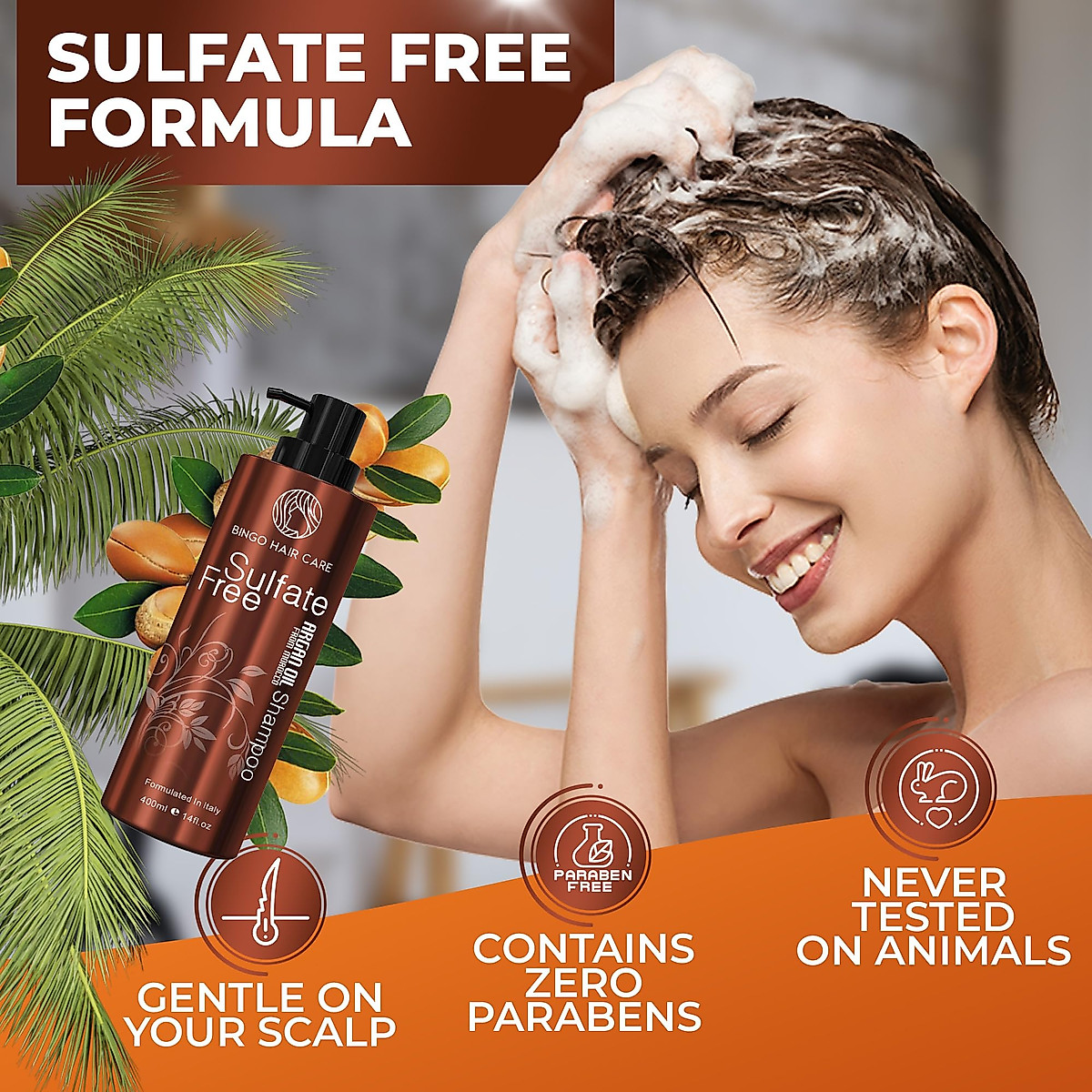 Moroccan Argan Oil Shampoo - Sulfate Free, Anti Frizz Hydrating Thickening Care for Women and Men - Deep Moisturizing Treatment for Color Treated, Curly, Frizzy, Damaged and Dry Hair