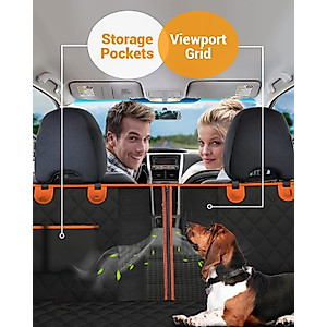 Victoper Dog Car Seat Cover, 600D Heavy Durable Dog Seat Cover for Back Seat, 100% Waterproof Scratch Proof Nonslip Dog Hammock for Car with Side Flap, Pet Back Seat Covers for Cars Sedan SUV Trucks