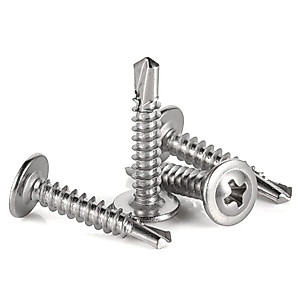 #10 x 2 Wafer Head Self Drilling Screws, Self Tapping Screws Sheet Metal Screws, Stainless Steel, Pack of 50