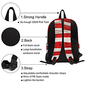 American Flag Basketball School Backpack for Teens Boys Girls Students, 17 Inch Lightweight Middle School Bookbags, Casual Daypack with 15 Inch Laptop Compartment for College, Office or Travel, Red
