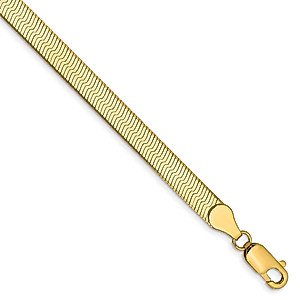 IceCarats 14K Yellow Gold 5mm Herringbone Chain Bracelet 7 inch