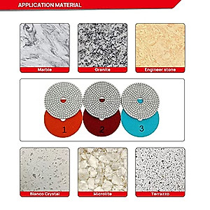 DT-DIATOOL Diamond 3 Step Polishing Pads 4 Inch for Granite Marble Terrazzo(Set of 3 Pieces)
