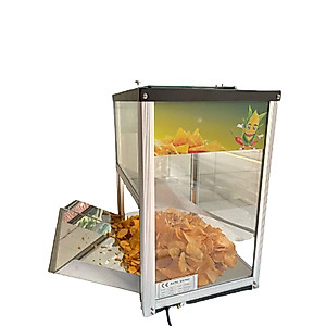 Commercial Chip Warmer Machine Restaurant Chip Display Cabinet, Stainless Steel Frames, Keep Chips Warm and Fresh for Hours