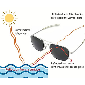 Humvee CampCo Pilot Sunglasses - Polarized Aviator Sunglasses Bayonette, 57mm, Matte Silver Frame, Gray Polarized Lens