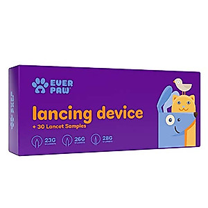 EverPaw Lancing Device Starter Kit + 30 Lancets for Diabetes Testing | Adjustable Lancing Device for Dogs and Cats| 30 Blood Glucose Lancets (10) 23g, (10) 26g and (10) 28g Lancets for Pets