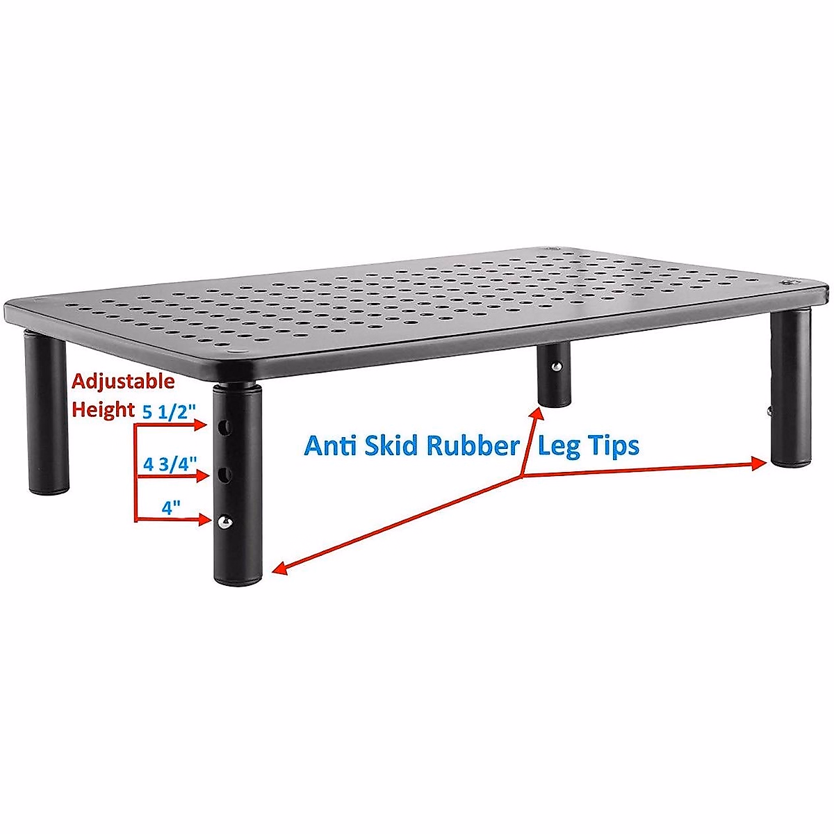 3-Pack Premium PC Monitor & Laptop Stand with Sturdy, Stable Black Metal Construction. Fashionable Riser is Height Adjustable with Non-Skid Rubber. Perfect for Computer Monitor, iMac or printer Shelf