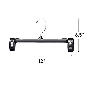 HOUSE DAY Pants Hangers 100 Pcs 12inch Black Plastic Skirt Hangers with Non-Slip Big Clips and 360 Swivel Hook, Durable Sturdy Plastic, Space-Saving Shape, Elegant for Closet Organizing