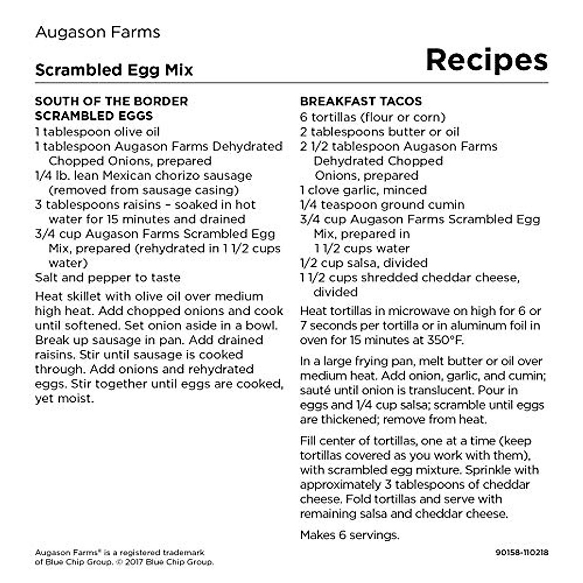 Augason Farms 5-90158 Scrambled Egg Mix, 2 lbs., 4 oz. No. 10 Can (Packaging May Vary)