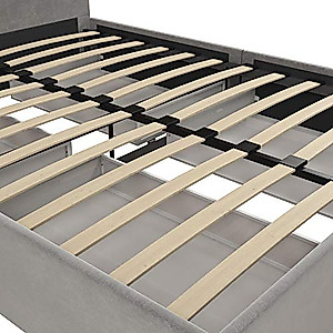 Mr. Kate Moon Upholstered Bed with Storage, Queen Size Frame, Light Gray Velvet