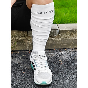 Yxmeiguo Scrunch Football Socks Extra Long Football Padded Sports Athletic Socks for Men Women with Ankle Support Football Accessories, White