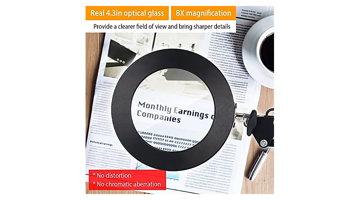 Magnifying Glass With Light & Stand - 8x Magnification for Precision Tasks