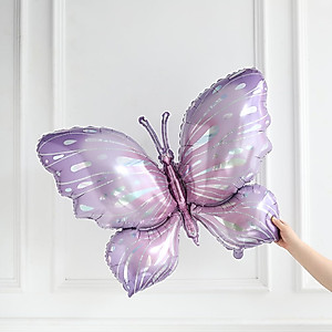 Purple Butterfly Balloons 4 Pieces 40inch Pink Purple Butterfly Foil Mylar Balloons for Butterfly Themed Party Wedding Birthday Baby Shower Party Decoration (Purple-4pcs)