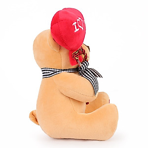 Valentine's Day Gifts Plush Stuffed Animal Plush Bear Toy Plush Bear with Heart Rose for Girlfriend, Boyfriend Funny Plush Gift for Wife Husband-Birthday Anniversary & Wedding Gifts, Brown, 7 inches