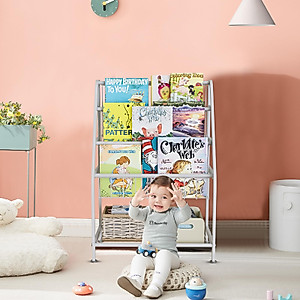 aboxoo Kids Bookshelf Toddler Freestanding for Children Room 18 inches Small Toddler Bookcase Toy Organizer White Stable Bookcase Bookstore Library Book Unit Storage for Small Place