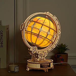 3D Wooden Puzzles for Adults, 2023New LED Light Wooden Globe Puzzle, Model Building Kits, Room Decor for Women, Men, Teen, Girls, Boys, Halloween Party, Christamas Gift