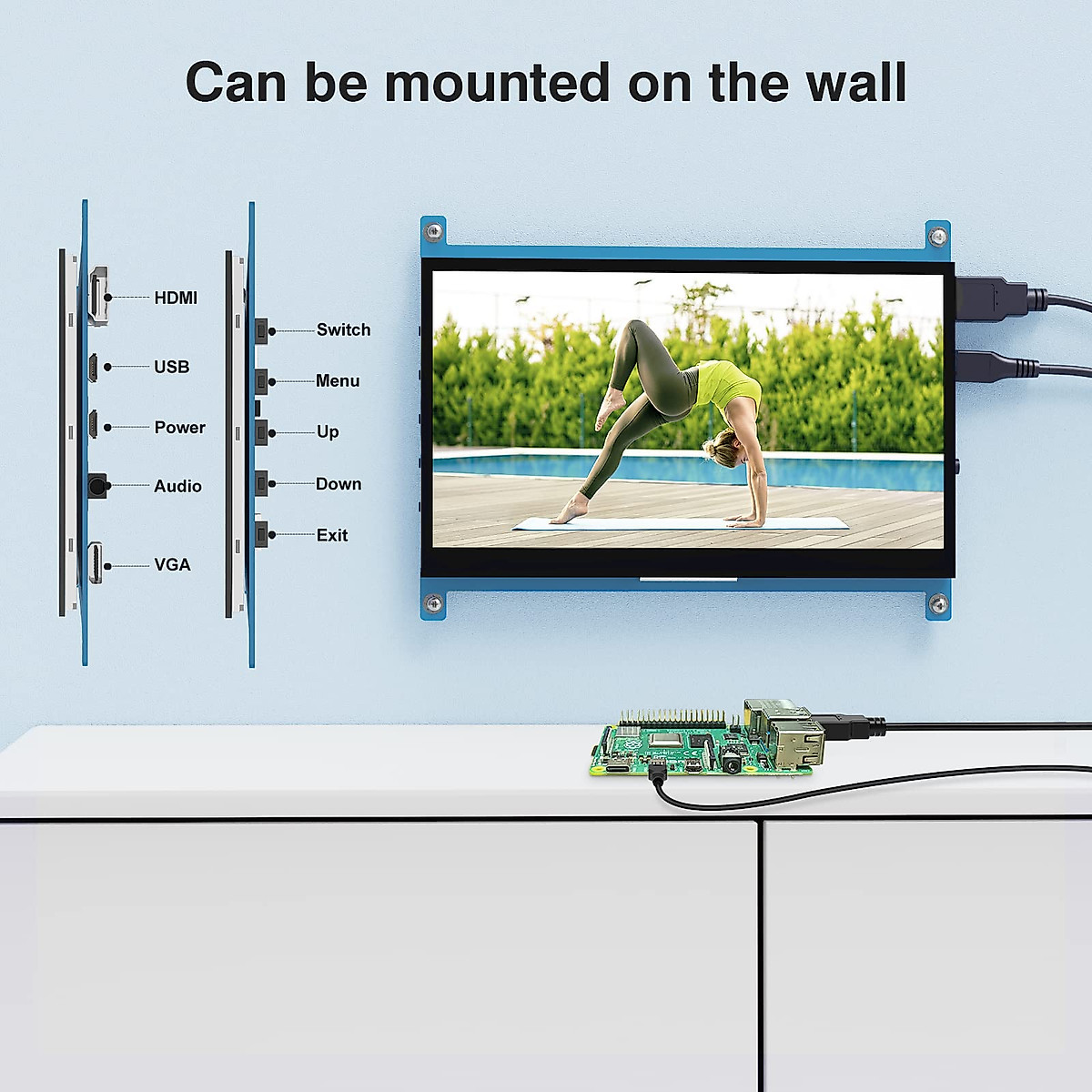 APROTII 12 inch HDMI Monitor, 1024x768 HD Display, HDMI/BNC/AV/VGA/USB Input Audio Video Display with BNC Cable Bulid in Speaker and VESA Hole for PC Raspberry Pi Use Built-in Speaker