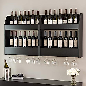 Prepac 2-Tier Floating Wine and Liquor Rack, Black