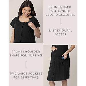 Kindred Bravely Labor and Delivery Gown | 3 In 1 Postpartum Nursing Hospital Gown (Black, S/M/L)