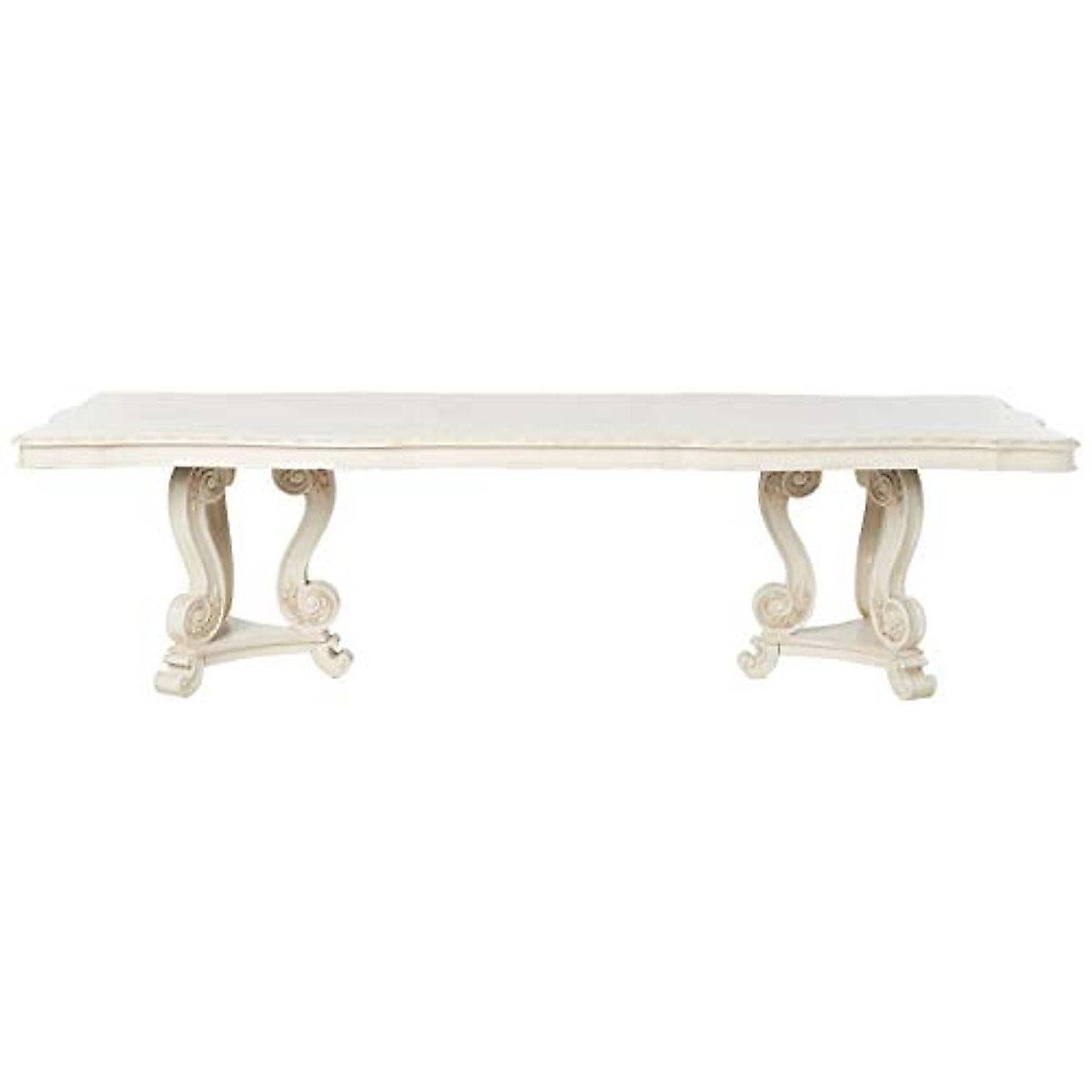 ACME Furniture Ragenardus Double Pedestal Dining Table, Antique White