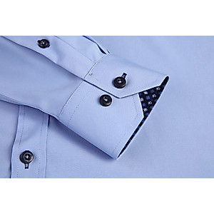 Alex Vando Mens Dress Shirt Wrinkle Free Regular Fit 4-Way Stretch Button Down Shirts,Blue,M