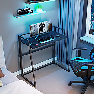 EUREKA ERGONOMIC Small Folding Desk No Assembly Required, 33" Study Desks Fold up Desk Laptop Working & Crafting Desk, Black