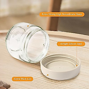 MR.KIANGCI 4 Pack 10oz Glass Jar with Lid,Leak Proof Glass Jars for Overnight Oats,Reusable Small Mason jars Overnight Oats Jars for Fruit, Salad, Dressing, Snacks Cereal,Sauce,Cerea,Sugar,Beans