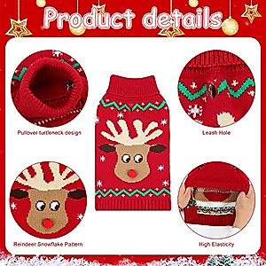 YUEPET Christmas Dog Sweaters Pullover, Reindeer Snowflake Christmas Dog Outfits with Leash Hole, Classic Turtleneck Dog Clothes for Puppies Medium Dogs(S)