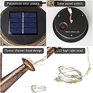 EGOBOO Solar Watering Can with Waterfall Lights, Waterproof Lawn Hanging Twinkle Warm Landscape Solar Powered Lamps Outdoor Garden Yard (Copper)