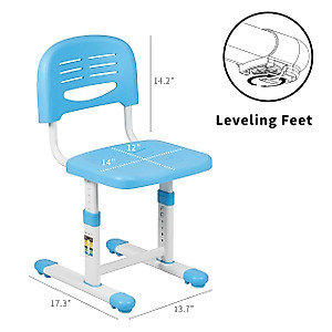 VIVO Height Adjustable Kids' Desk Chair, Chair Only, Multifunctional Interactive Workstation for School Study or Play, Children's Ergonomic Seat with Back, Blue, DESK-V201B-CH