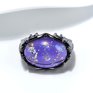 Ginger Lyne Collection Dragoneye Black over Sterling Silver Dragon Eye Bat Wing Fantasy Elvish Ring Size 6