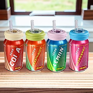 4 Pcs Soda Can Lids,Soda straw can lid For Fits standard soda cans、pop can lids、Beer、Seltzer，BPA-free reusable can covers for soda（4 colors）