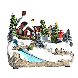 Forart Christmas Decorations Christmas Colorful Music Luminous House Snow Small House Home Decoration Resin Christmas Scene Village Houses Town Christmas Ornaments