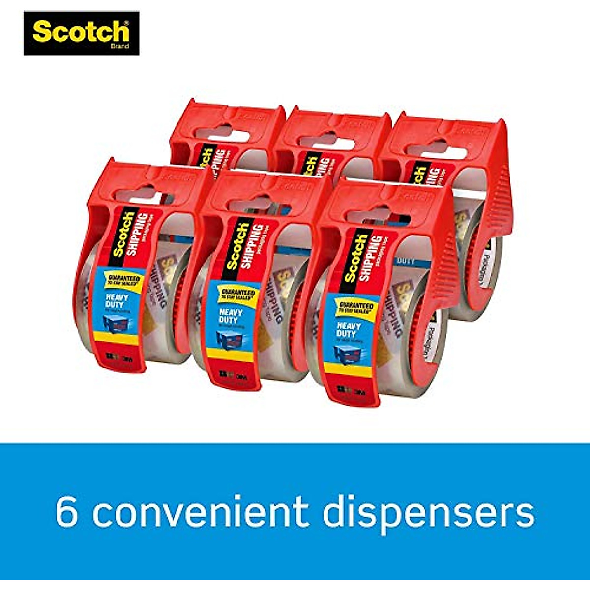 Scotch Tape Heavy Duty Shipping Packaging Tape, 1.88 Inches x 800 Inches, 1.5" Core, Clear, Great for Packing, Shipping & Moving, Rolls with Dispenser (142-6) (2 Pack), 12 Rolls (548415484564864)