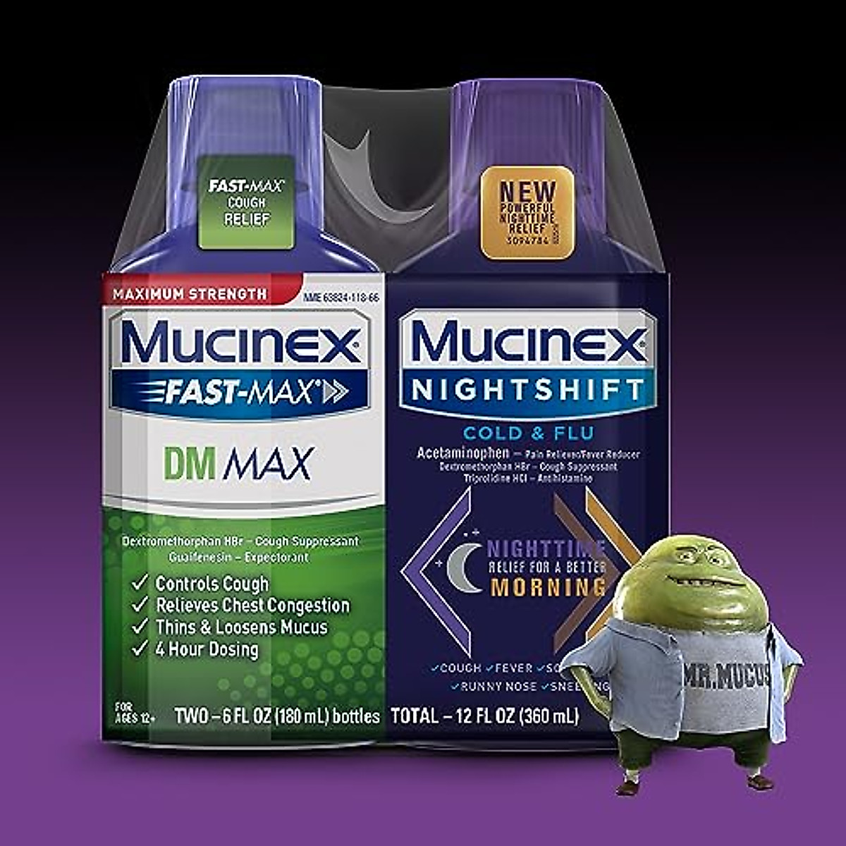 Mucinex FastMax DM Max Cold & Flu Liquid - Thins Mucus, Relieves Cough, Chest Congestion, Pain, Fever, Sneezing, Sore Throat, Runny Nose
