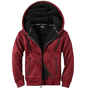 Little Beauty Men Hoodies Full Zip Up Jacket Fleece Sherpa Lined Heavyweight Sweashirts Winter