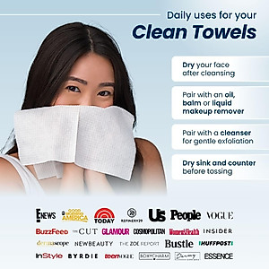 Clean Skin Club Clean Towels XL™, 100% USDA Biobased Face Towel, Disposable Face Towelette, Eczema Association Accepted, Makeup Remover Dry Wipes, Ultra Soft, 100 Ct, 2 Pack