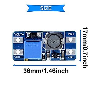 DAOKI 5 Pcs DC-DC Boost Converter MT3608 2V-24V to 5V-28V 2A Adjustable Voltage Regulator Step Up Power Supply Module for Arduino with 24AWG Wire