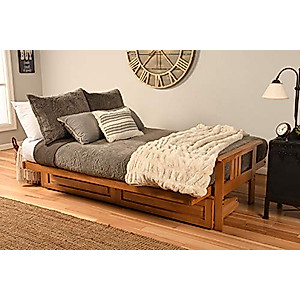 Kodiak Furniture Monterey Queen-size Futon, Storage Drawers, Butternut Finish with Suede Navy Mattress