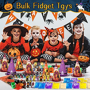 193 PCS Halloween Party Favors for Kids, Halloween Witch Hat Treats Bags Fillers with Halloween Toys and Slime, Bulk Toys for Halloween Goodie Bags Basket Stuffers, Gifts for Boys Girls