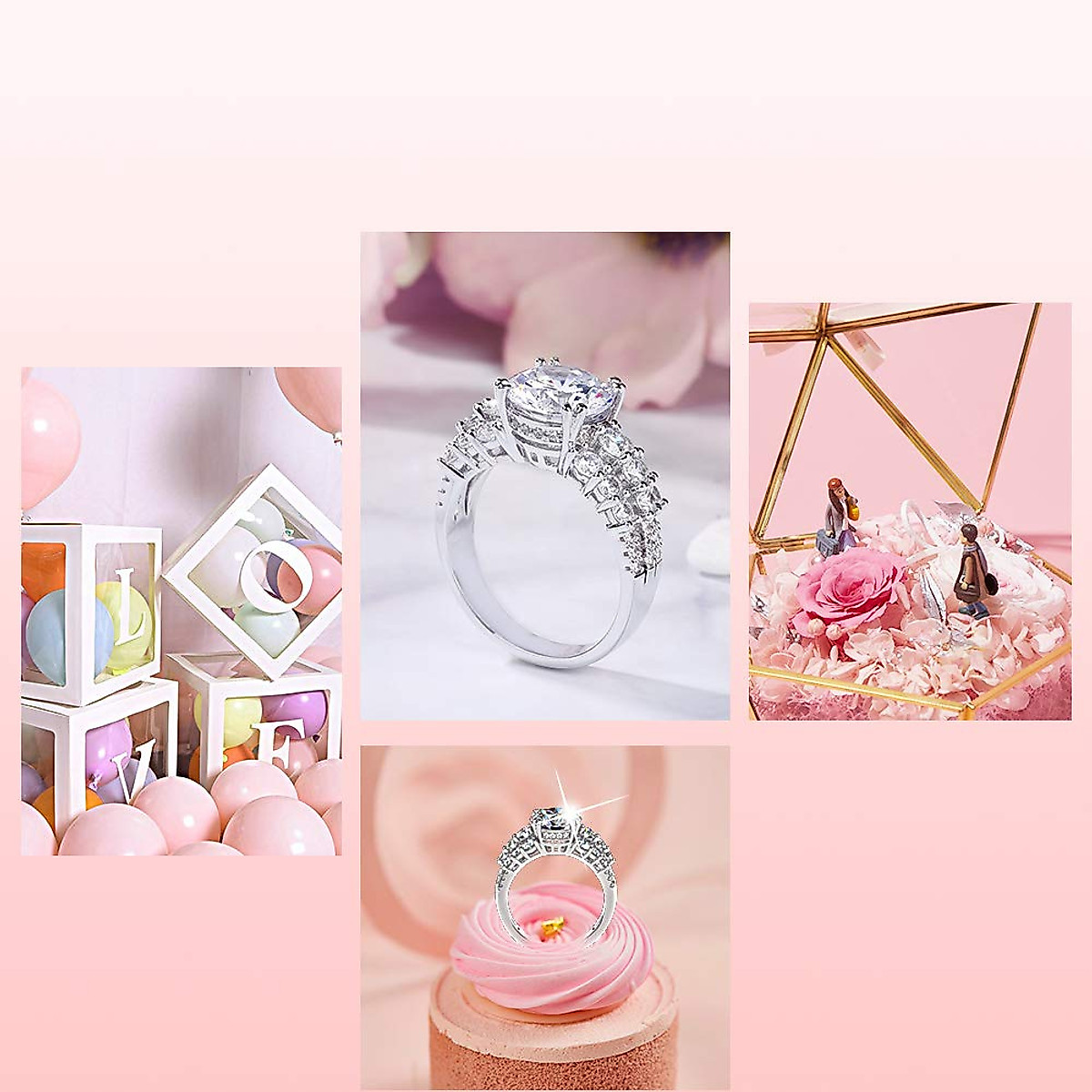 Jeulia Wedding Rings Engagement Rings for Women Anniversary Promise Ring Bridal Sets 925 Sterling Silver with 4.75 ct Primary Stone+2.59 ct Side Stone (8.0(U.S))