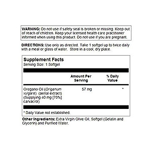 SOLARAY Oregano Oil 70% Carvacrol Supplement | 60 Count