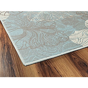 Brumlow Mills Grace Contemporary Modern Floral Blue Area Rug for Bedroom Carpet, Living Room Decor, Dining, Kitchen or Entryway Rug, 3'4" x 5'