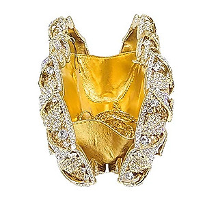 Boutique De FGG Elegant Flower Clutch Evening Bags for Women Wedding Party Crystal Purse and Handbags (Small,Gold&Silver)