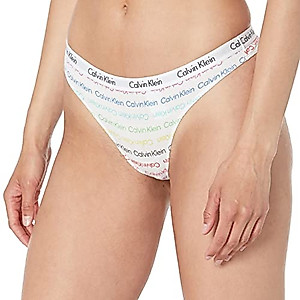 Calvin Klein Women's Carousel Logo Cotton Stretch Thong Panties, Multipack, Cool Melon/Grey Heather/Connections Pride