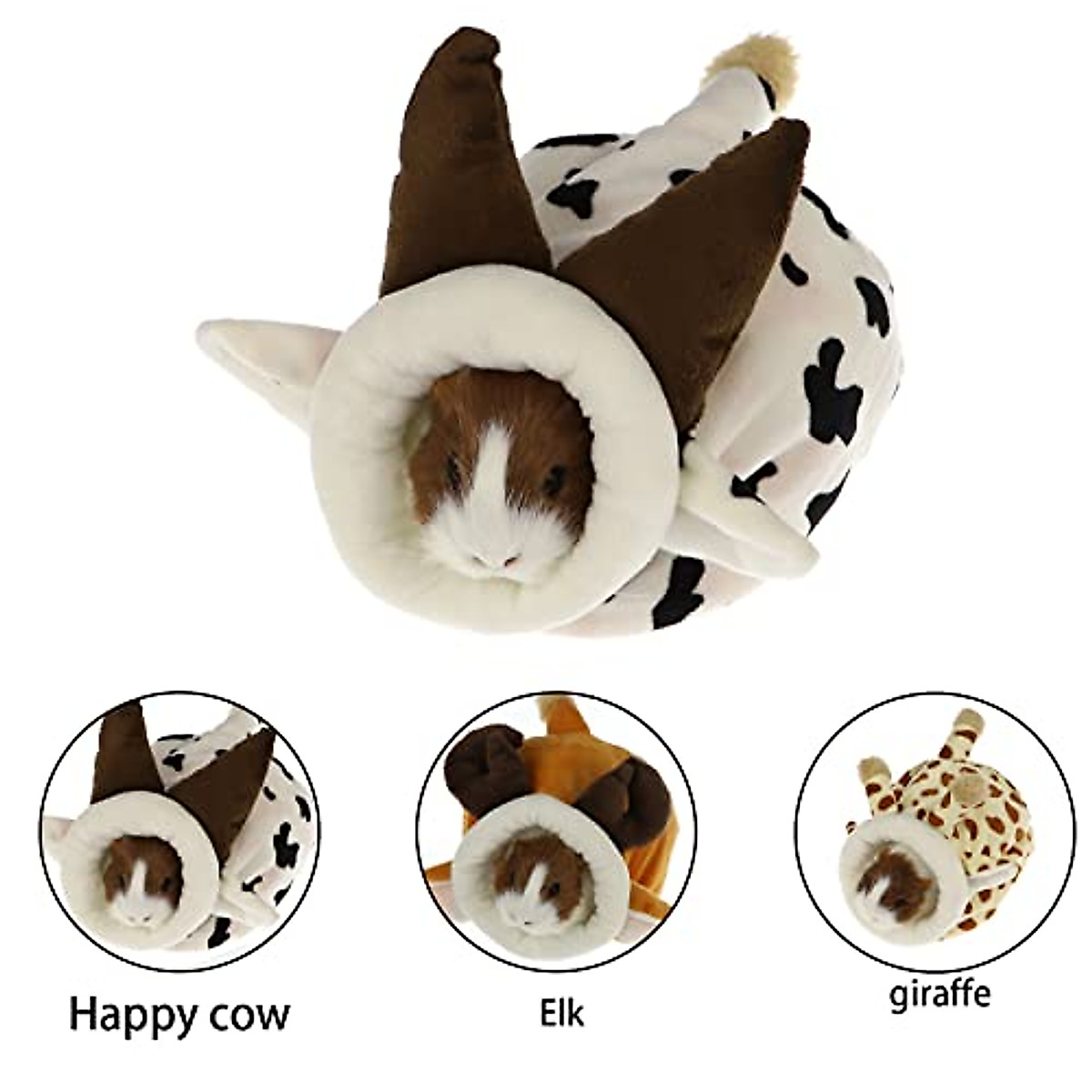 Toysructin Guinea Pig Cuddle Cave Hideout, Mini Hamster Bed Soft Warm Rat House Nest with Washable Pad, Cute Small Animal Pet Habitat Cozy Hamster Sleeping Nest for Chinchilla Ferrets Hamsters