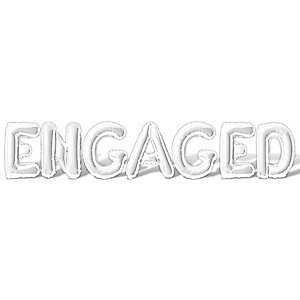 Letter Balloons - ENGAGED 16" Inch Alphabet Letters Foil Mylar Balloon Engagement Party, Bridal Shower or Wedding Party Banner (White)