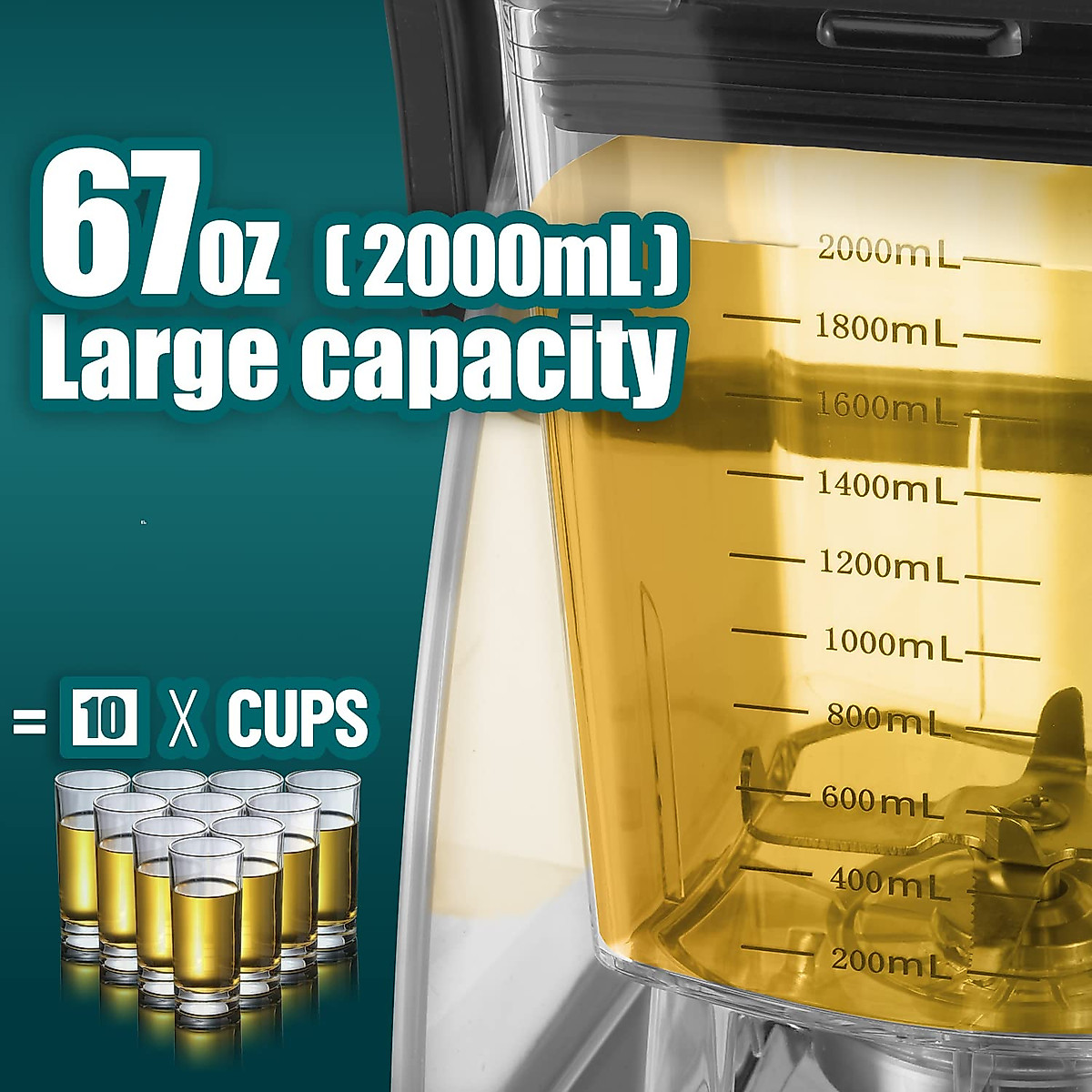 WantJoin Soundproof Quiet blender Commercial blender Digital display Programmed Strong Industrial blender for ice crushing,smoothie,grinding