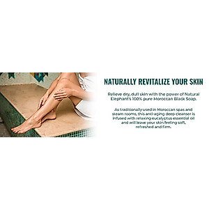 Natural Elephant Moroccan Black Soap With Eucalyptus Essential Oil 200g (7oz)