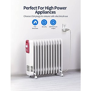 Smart Plug 15A, Smart Home WiFi Outlet, with Energy Monitoring, Works with Siri, Alexa, Google Home Nest Hub and Smartthings, No Hub Required, 2.4GHz WiFi Required(2 Pack)